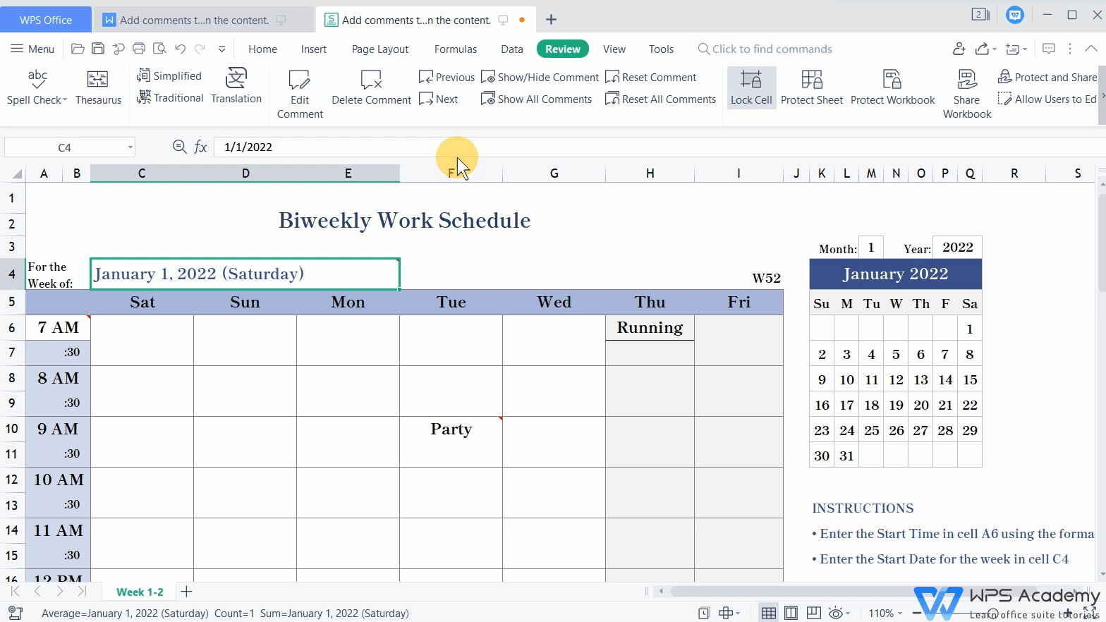 Add comments to explain the content. | WPS Office Academy