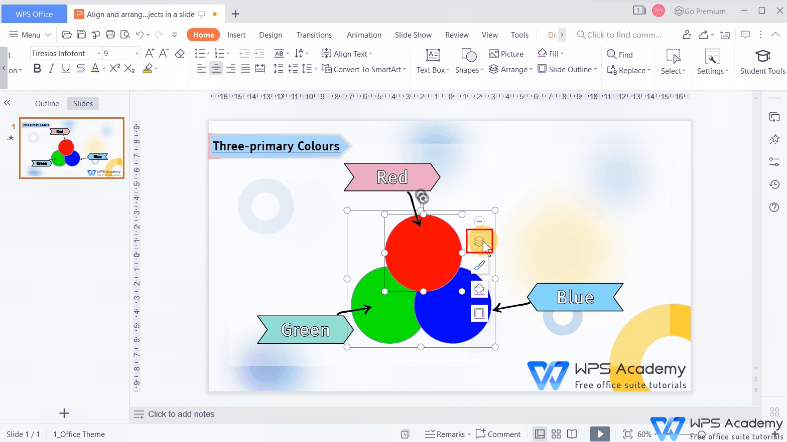 Arrange tools in WPS Presentation | WPS Academy Free Office Courses