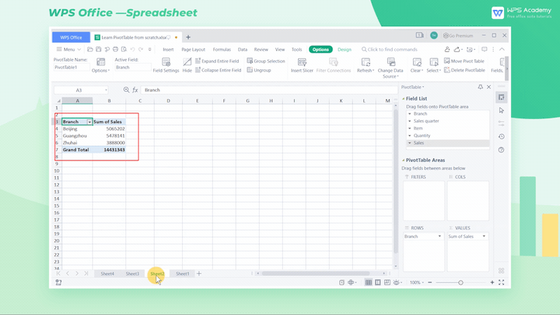 Learn PivotTable from scratch | WPS Academy Free Office Courses