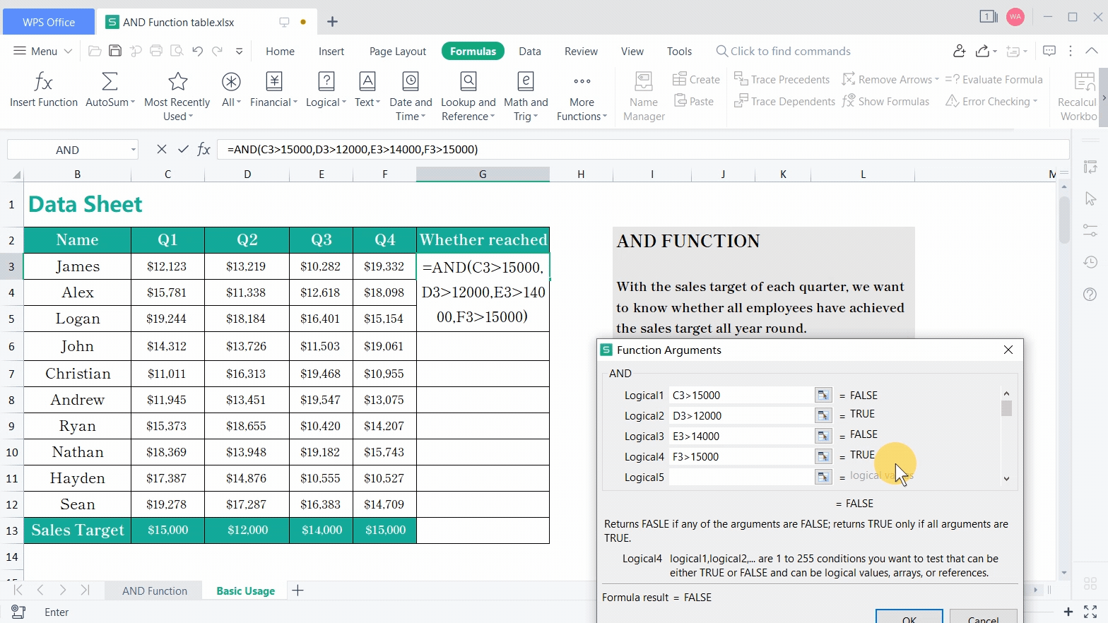 The AND Function in WPS Spreadsheet | WPS Academy Free Office Courses