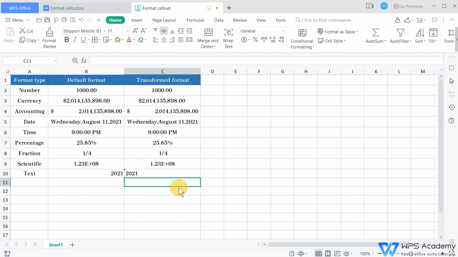 Format cells | WPS Academy Free Office Courses