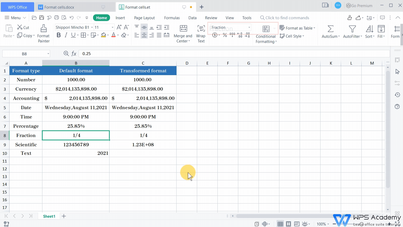 Format cells | WPS Academy Free Office Courses