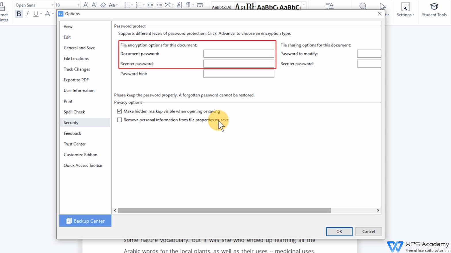 More features in Encryption | WPS Academy Free Office Courses