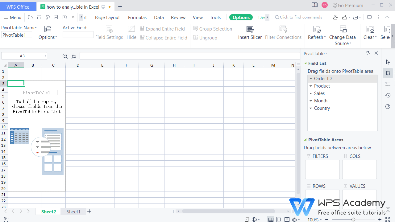 How to analyze data using pivot tables in WPS Office Excel | WPS Office Quick Tutorials Online