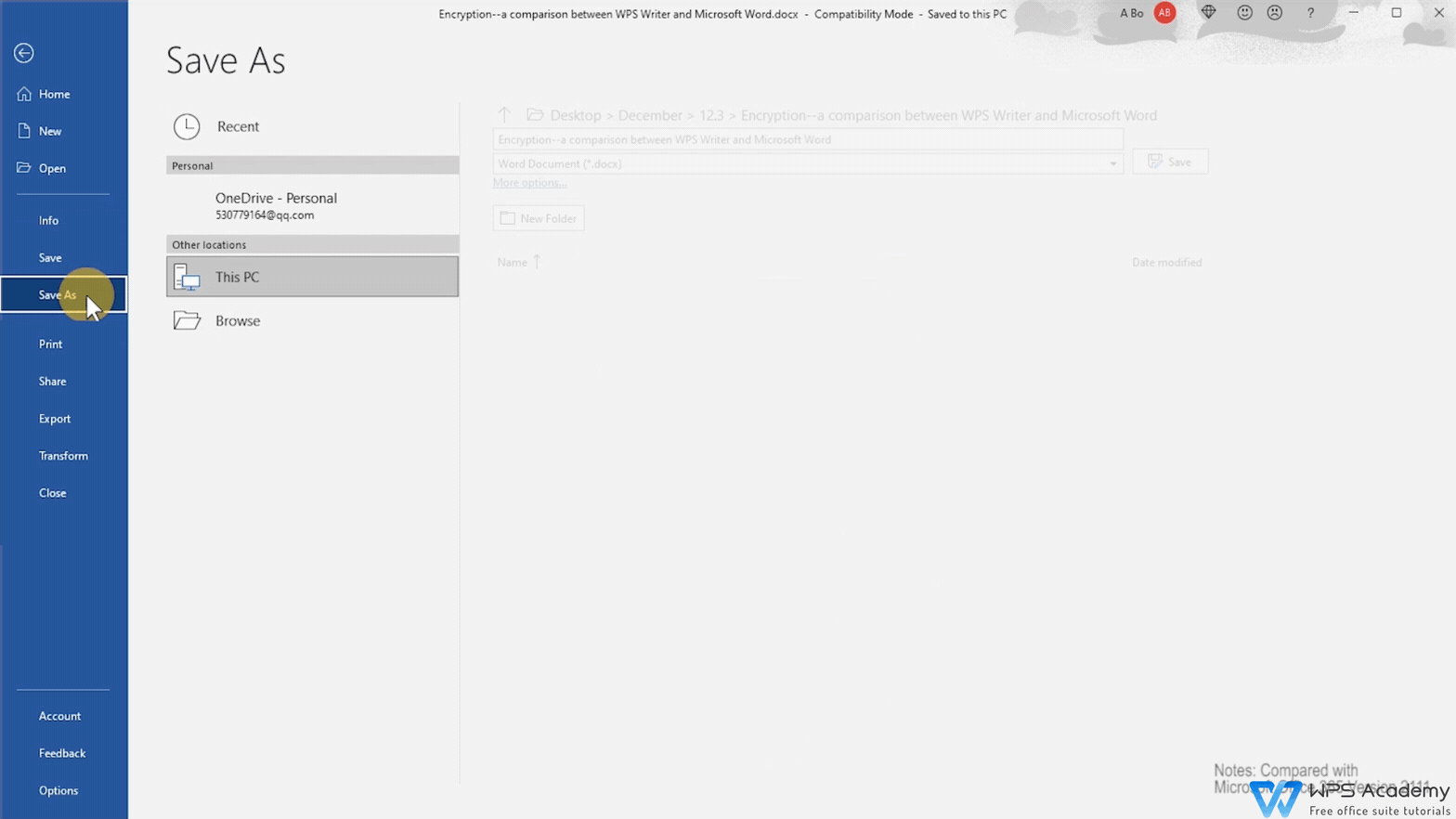 More features in Encryption | WPS Academy Free Office Courses