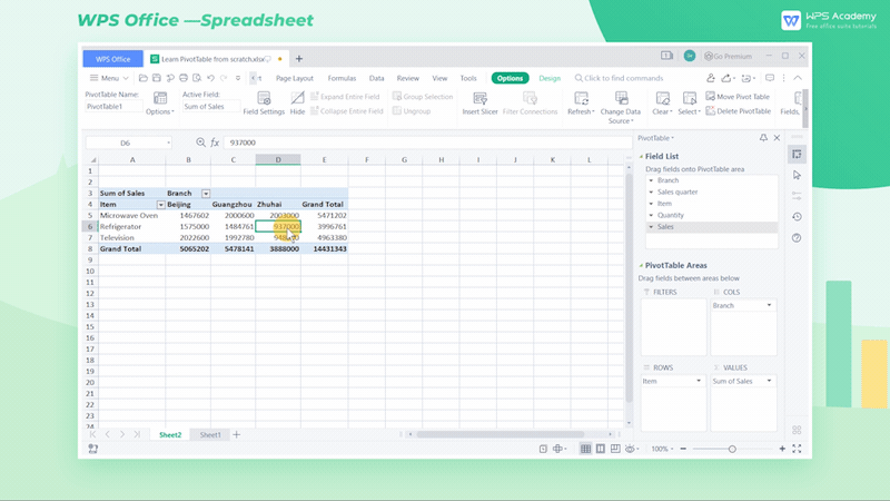 Learn PivotTable from scratch | WPS Academy Free Office Courses