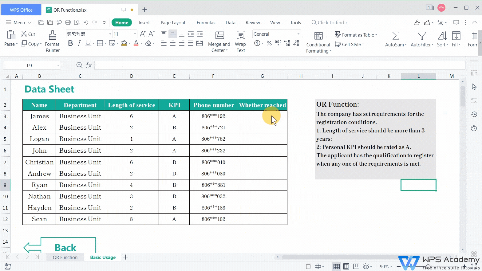 How to use the OR Function | WPS Academy Free Office Courses