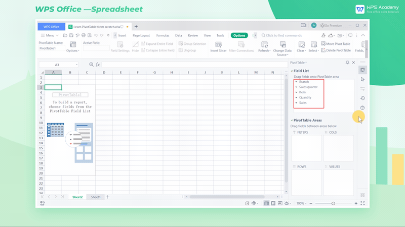 Learn PivotTable from scratch | WPS Academy Free Office Courses