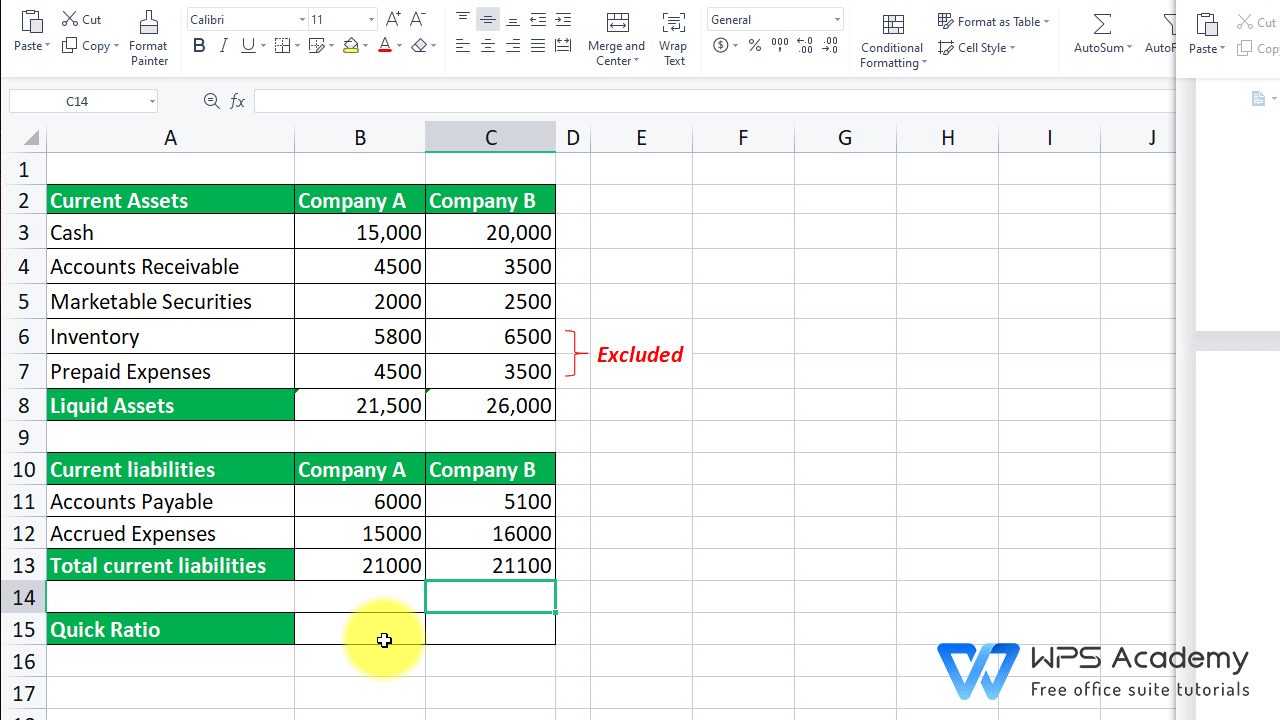 How To Calculate Quick Ratio In Excel WPS Office Quick Tutorials Online How To Calculate Quick Ratio In Excel WPS Office Quick Tutorials Online