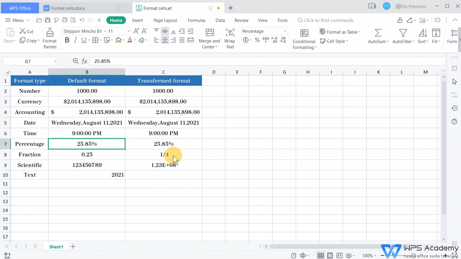 Format cells | WPS Academy Free Office Courses