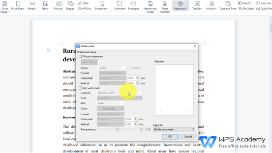 How to Insert a watermark background picture in Word | WPS Office Quick ...